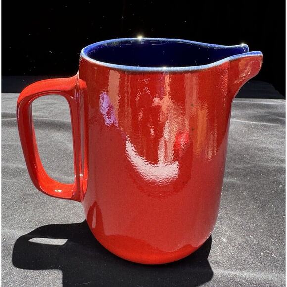 Gerz | Kitchen | Gerz Red Stoneware Pitcher West Germany Blue Interior ...